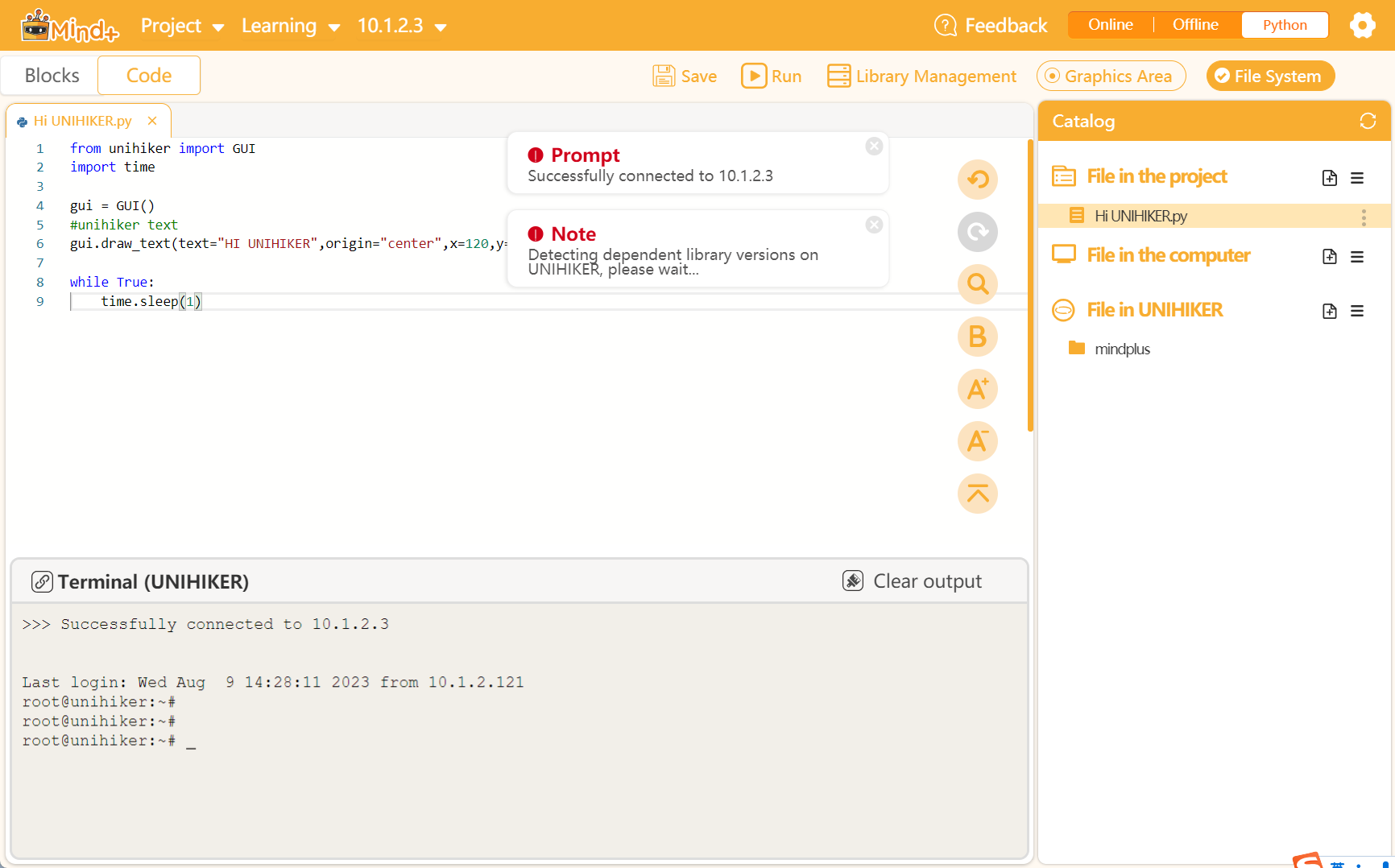 Mind+ Python & Graphical Python - UNIHIKER Documentation
